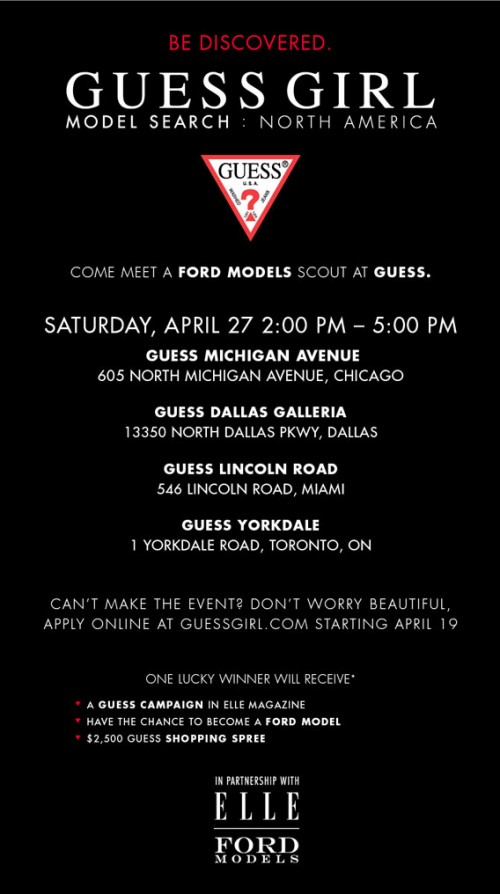 Ford Models and ELLE Help Launch Guess Model Search « Shoot The Centerfold®